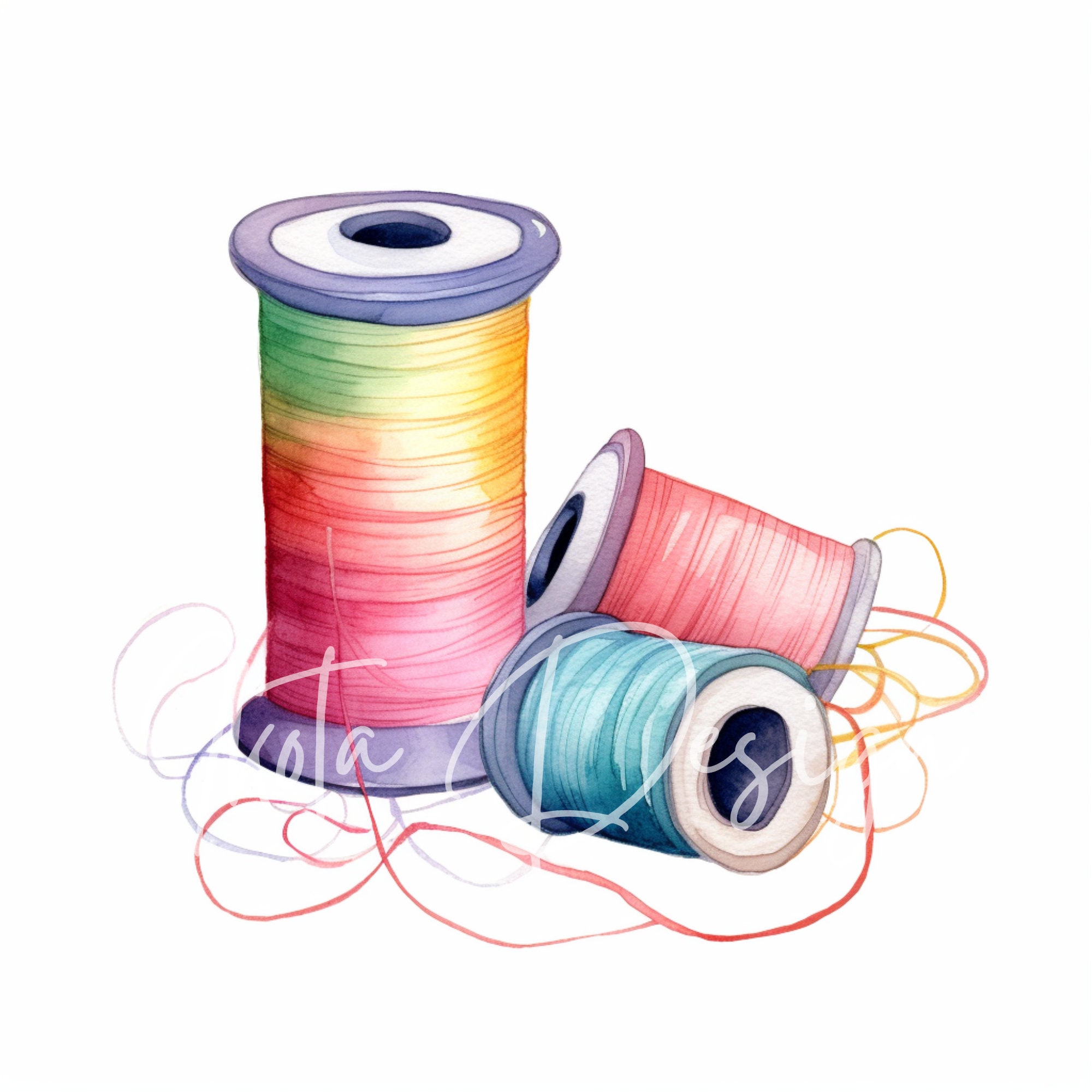 Sewing Thread Clipart 40 High Quality Jpgs Digital Planner, Junk ...