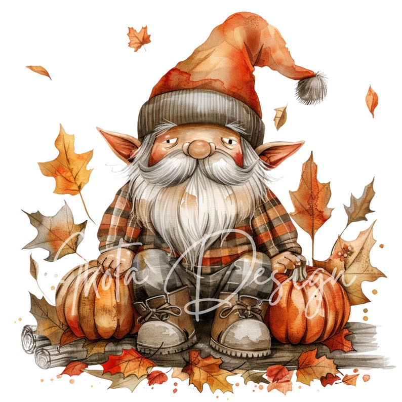 Autumn Gnome Watercolor Clipart Set, Cozy Fall Gnomes With Pumpkins and ...