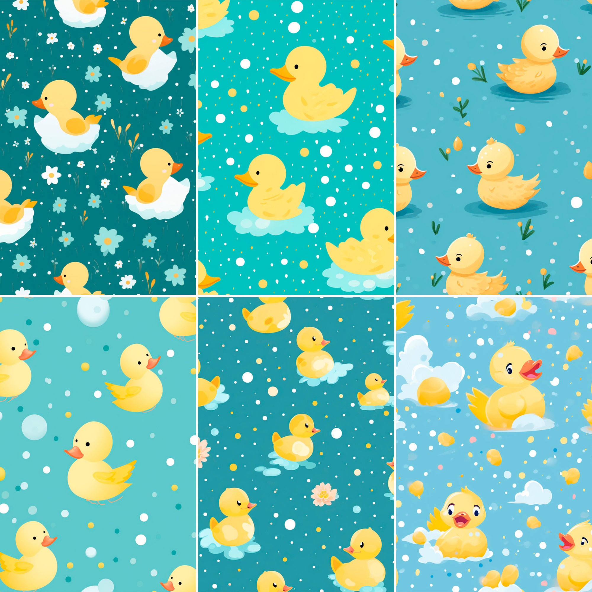 Baby Ducks Digital Papers, Rubber Ducks Seamless Repeat Pattern ...