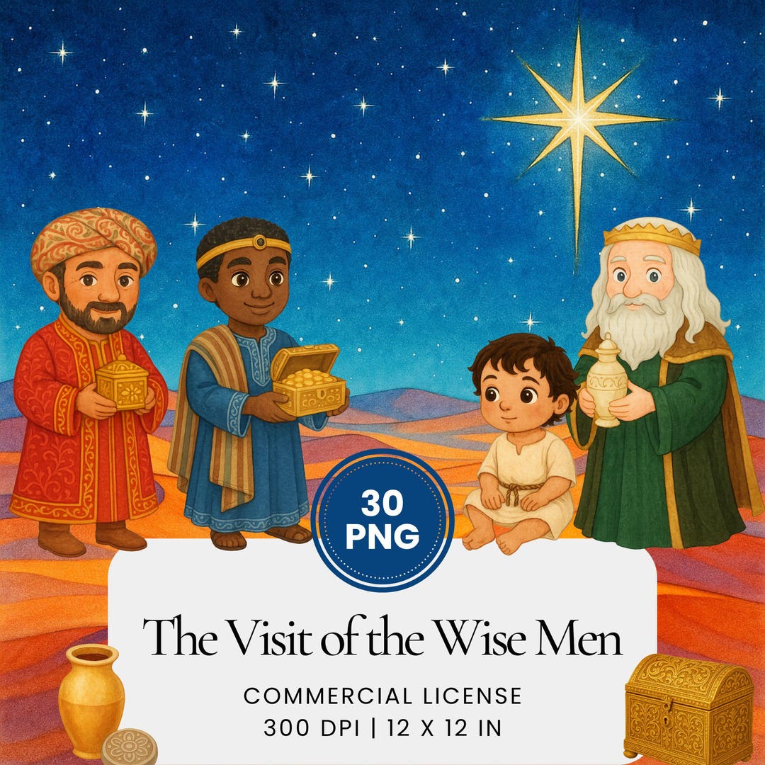 Bible Story the Visit of the Wise Men Watercolor Clipart Bundle ...