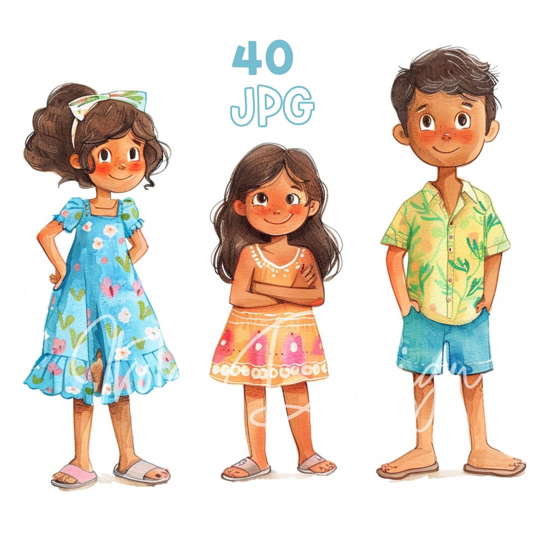 Summer Children Clipart - 40 High Quality Jpgs - Digital Planner, Junk ...