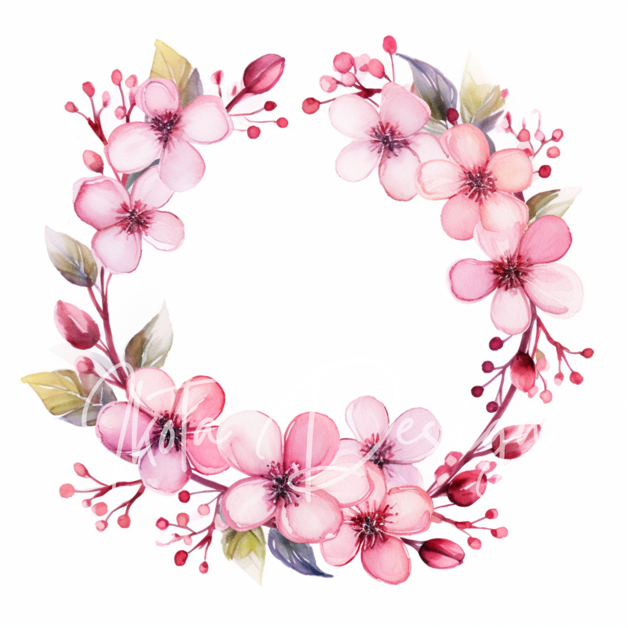 Pink Flower Wreath Clipart 40 High Quality Jpgs Digital Planner, Junk ...