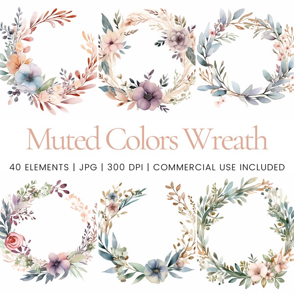 Muted Floral Clipart - Etsy