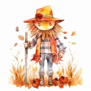 Fall Scarecrow Clipart - 40 High Quality JPG - Digital Planner, Junk ...
