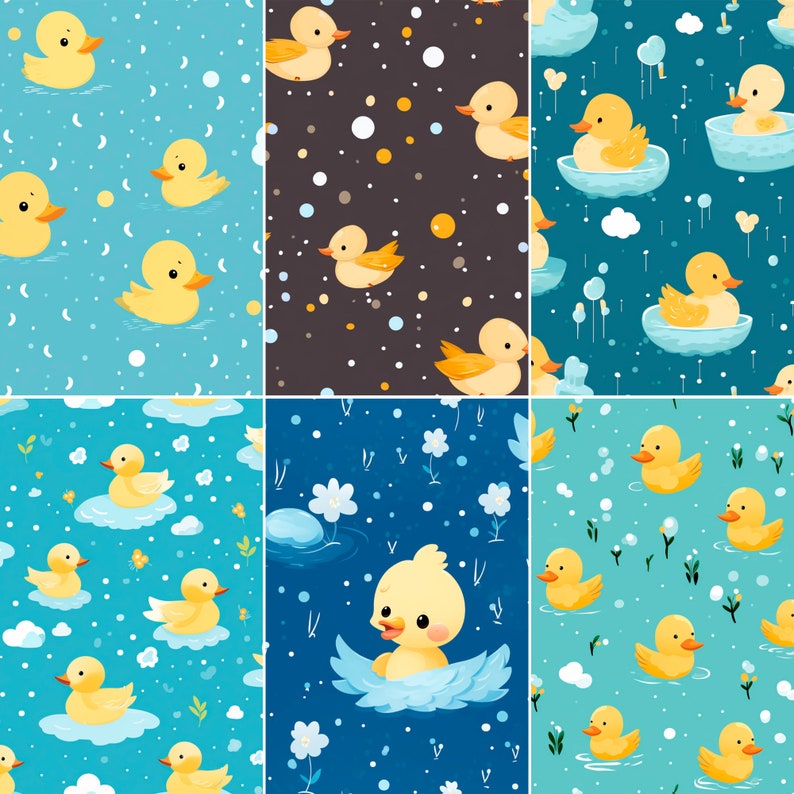 Baby Ducks Digital Papers, Rubber Ducks Seamless Repeat Pattern ...