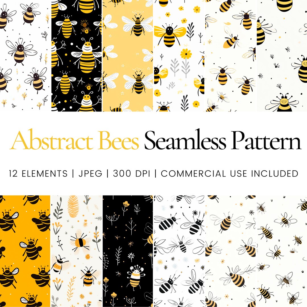 Abstract Bees 12 X 12 Digital Seamless Paper Pack, Scrapbook, Junk ...