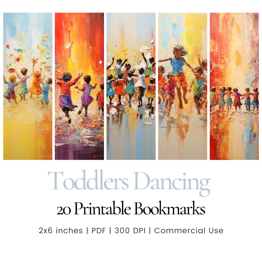 Abstract Toddlers Dance Bookmark, Impasto Acrylic & Oil, Kids Movement ...