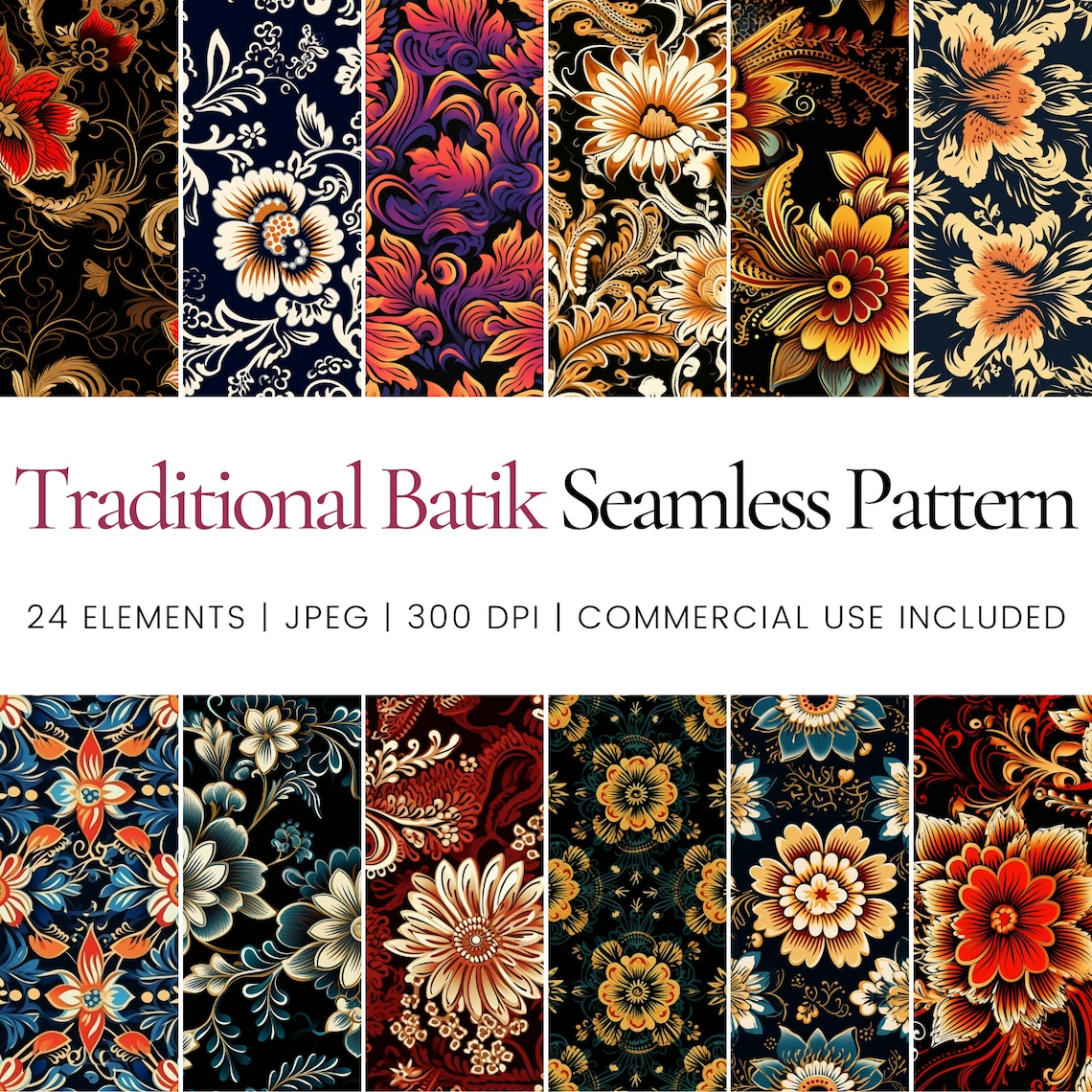 Traditional Batik Digital Paper, Denim Seamless Repeat Pattern, Tumbler ...