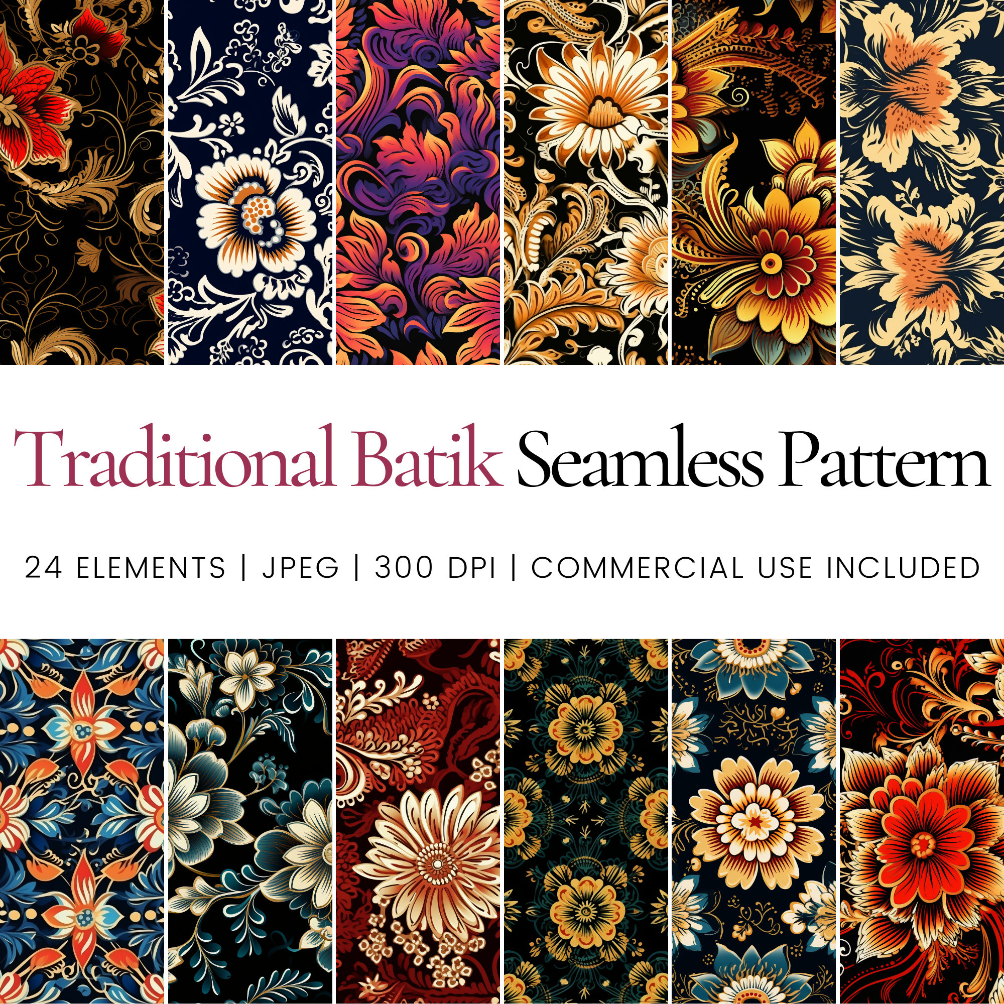 Traditional Batik Digital Paper, Denim Seamless Repeat Pattern, Tumbler ...