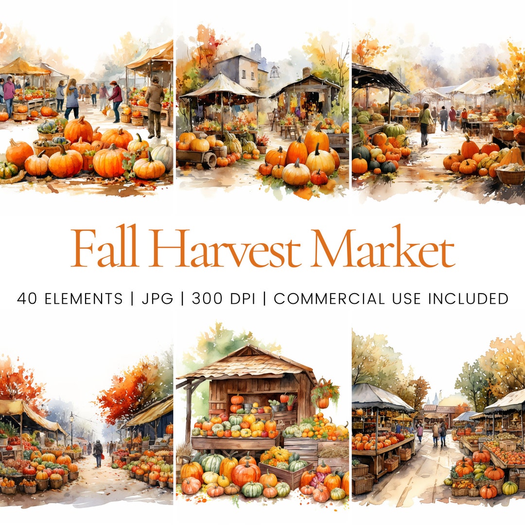 Fall Harvest Market Clipart 40 High Quality Jpgs Digital - Etsy