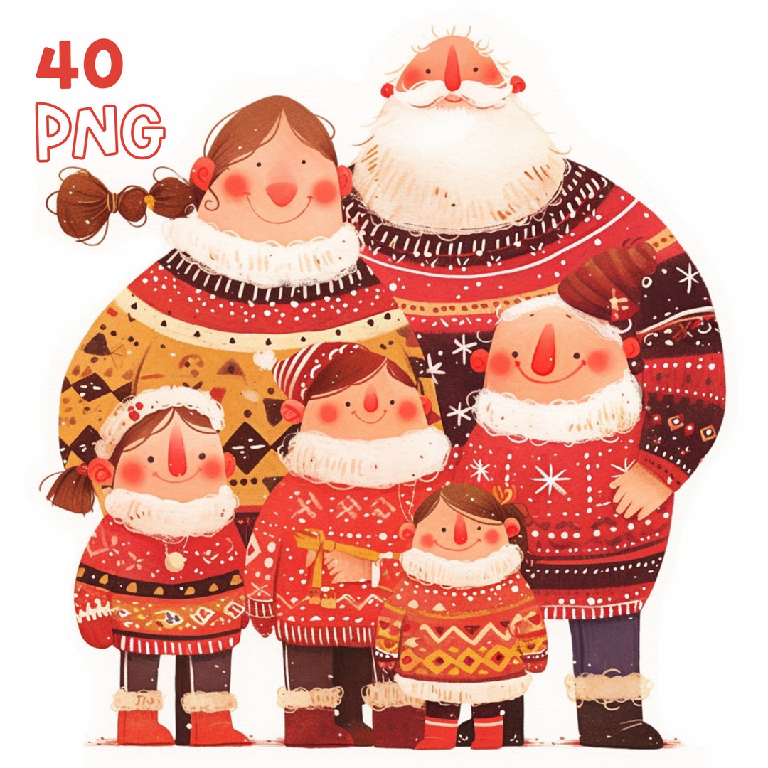 Christmas Sweater Family Clipart - 40 High Quality Pngs - Digital ...