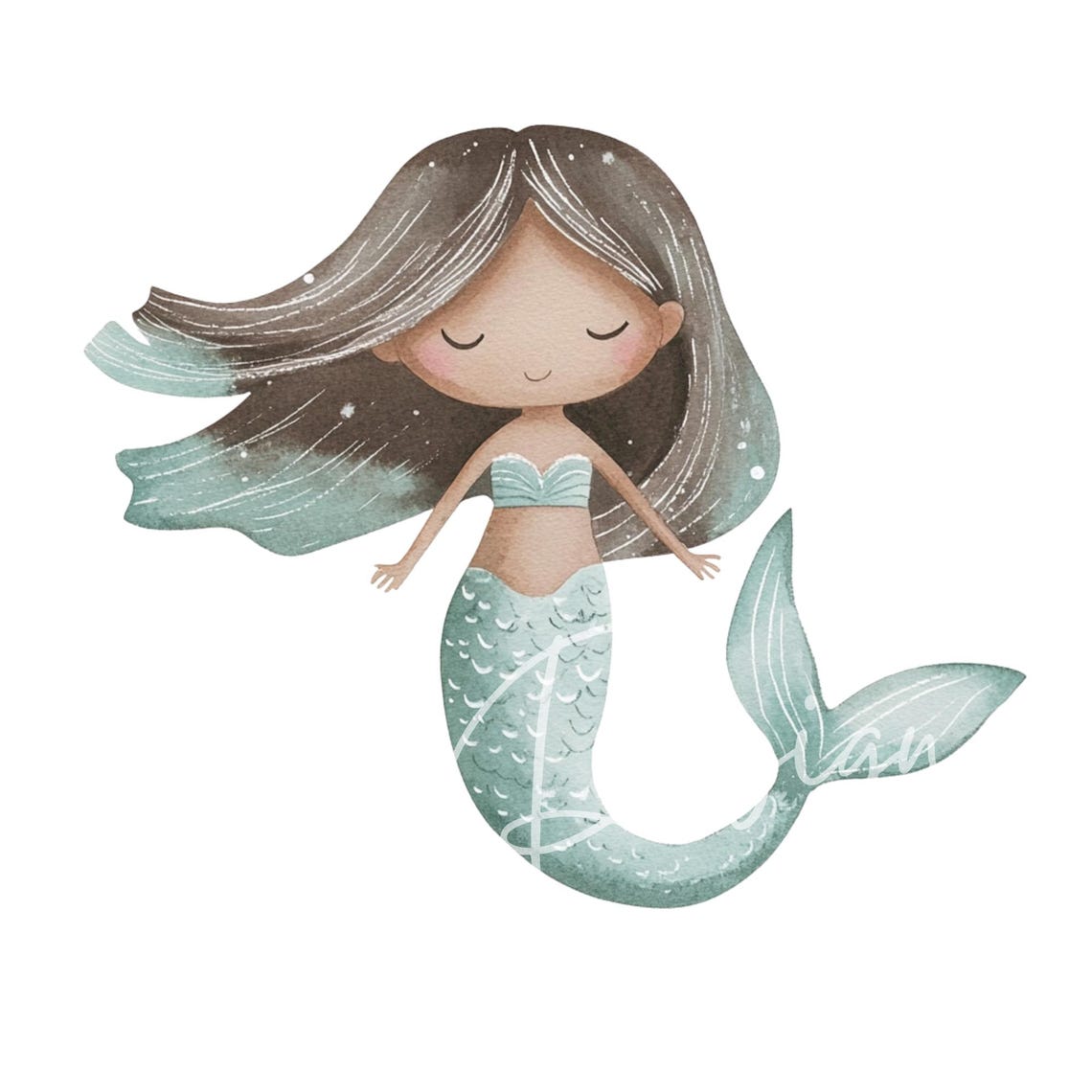 African American Mermaid Realm Clipart Underwater Castle Bundle Cute ...