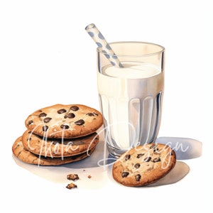 Milk & Cookies Clipart - 40 High Quality JPG - Digital Planner, Junk ...