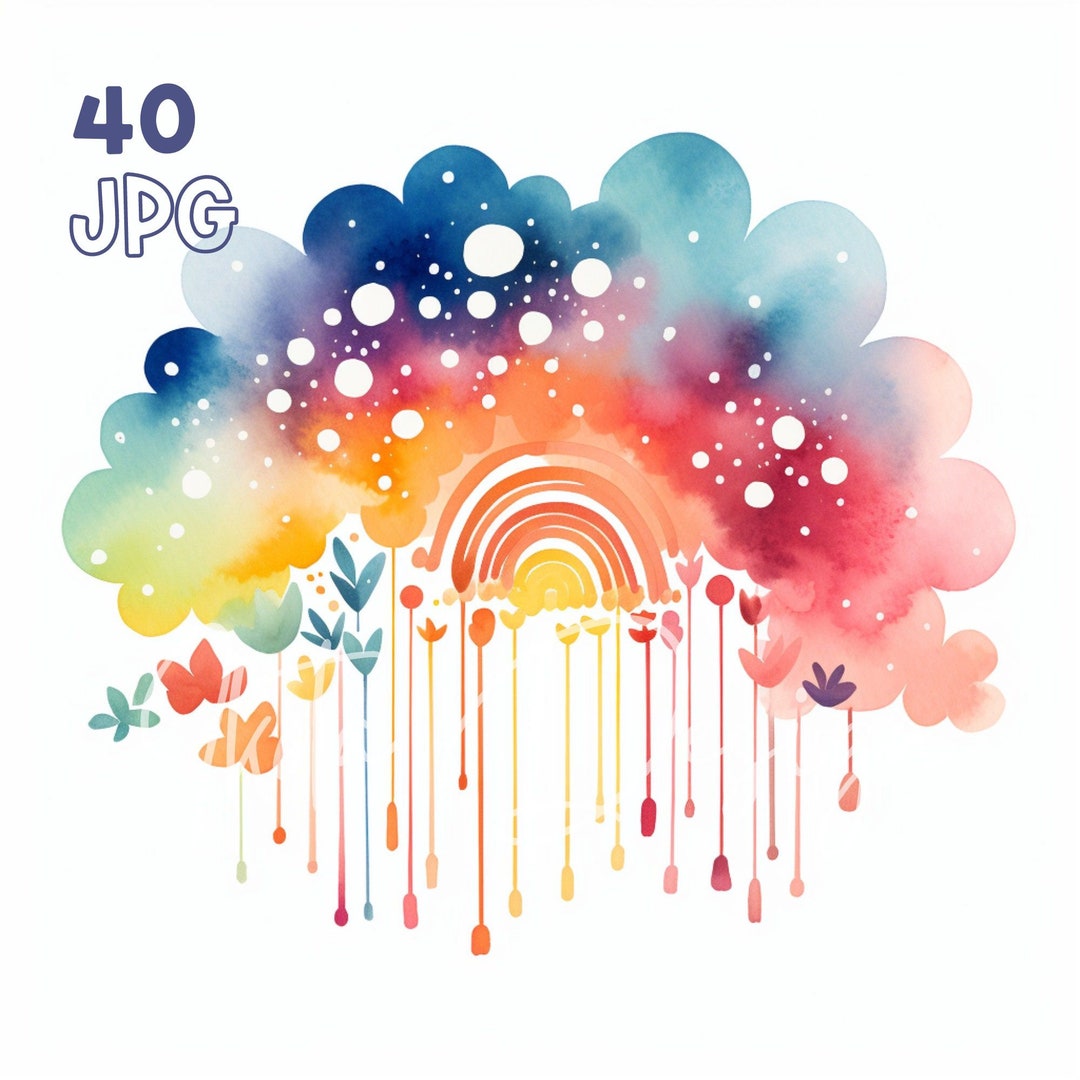 Boho Rainbow Clipart - 40 High Quality Jpgs - Digital Planner, Junk ...