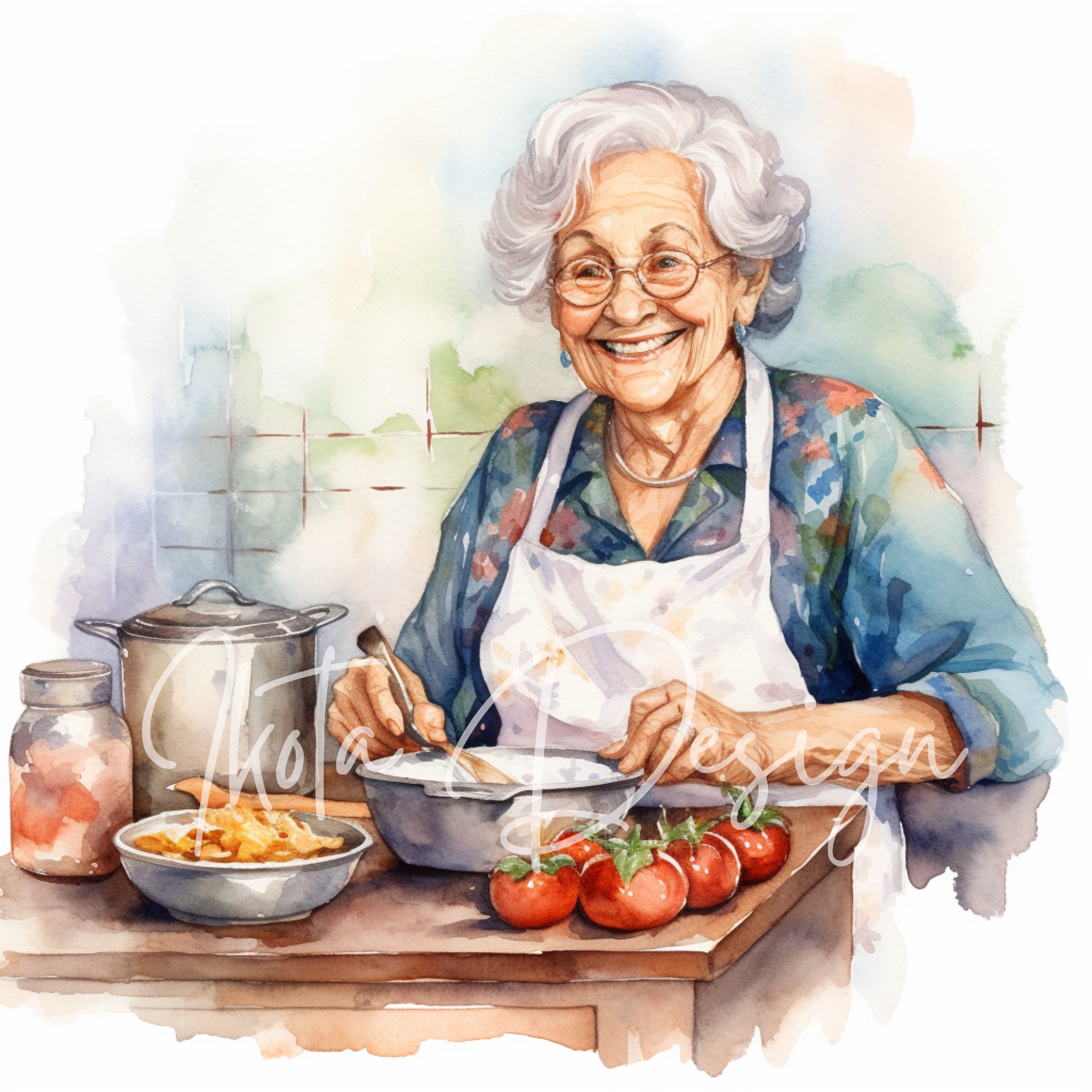 Grandma Cooking Clipart 40 High Quality JPG Digital Planner, Junk ...