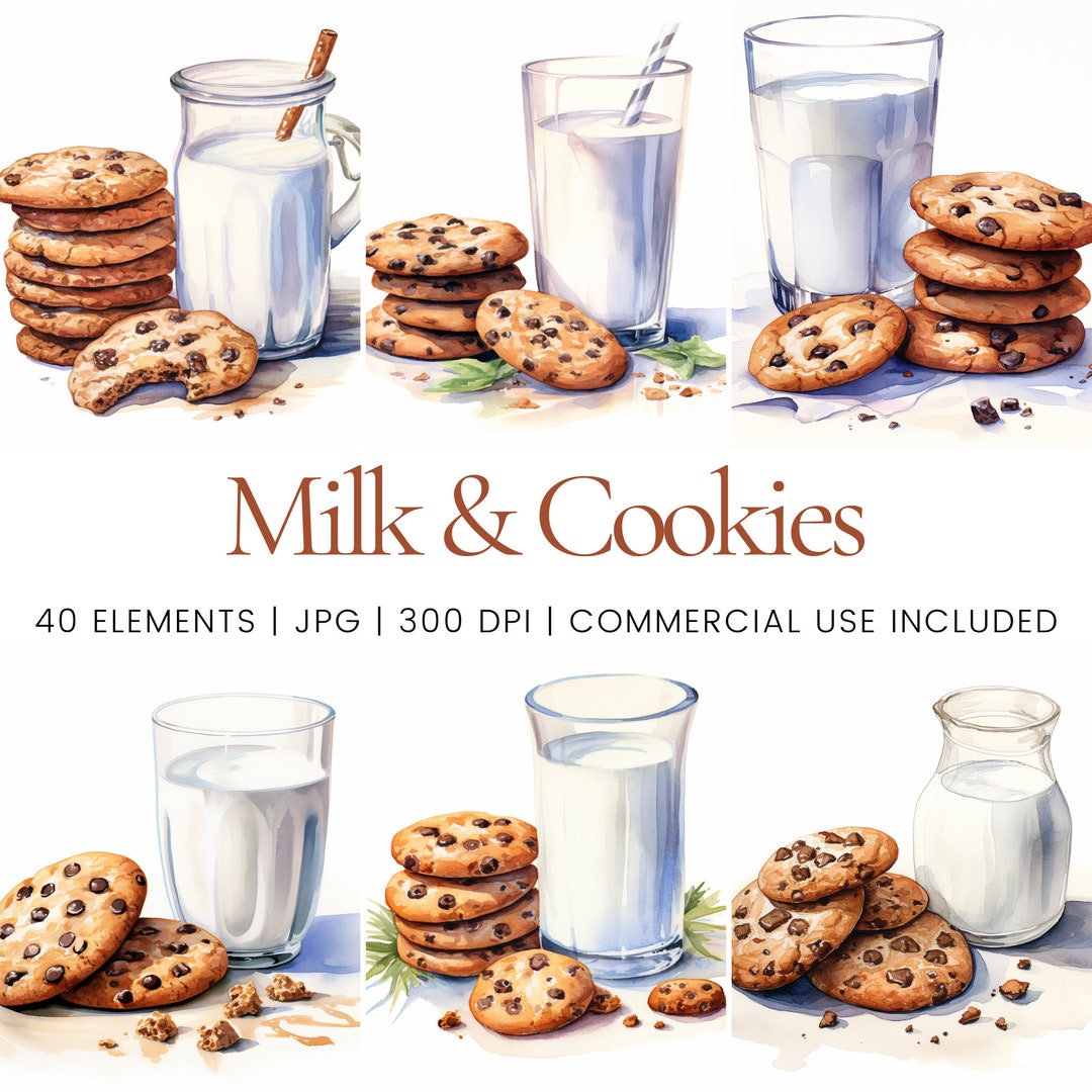 Milk & Cookies Clipart 40 High Quality JPG Digital - Etsy