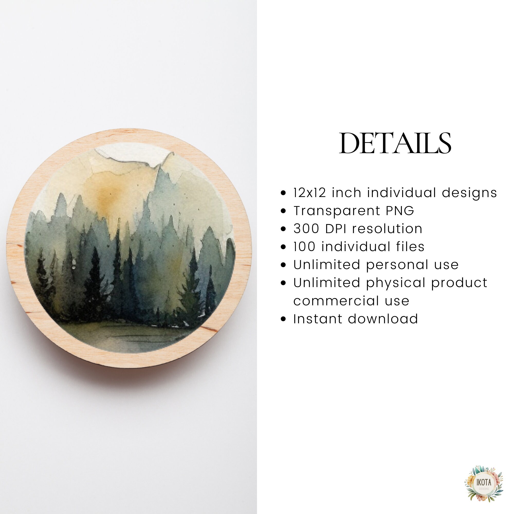 Mountain Range Circle Clipart 40 High Quality Pngs Digital - Etsy