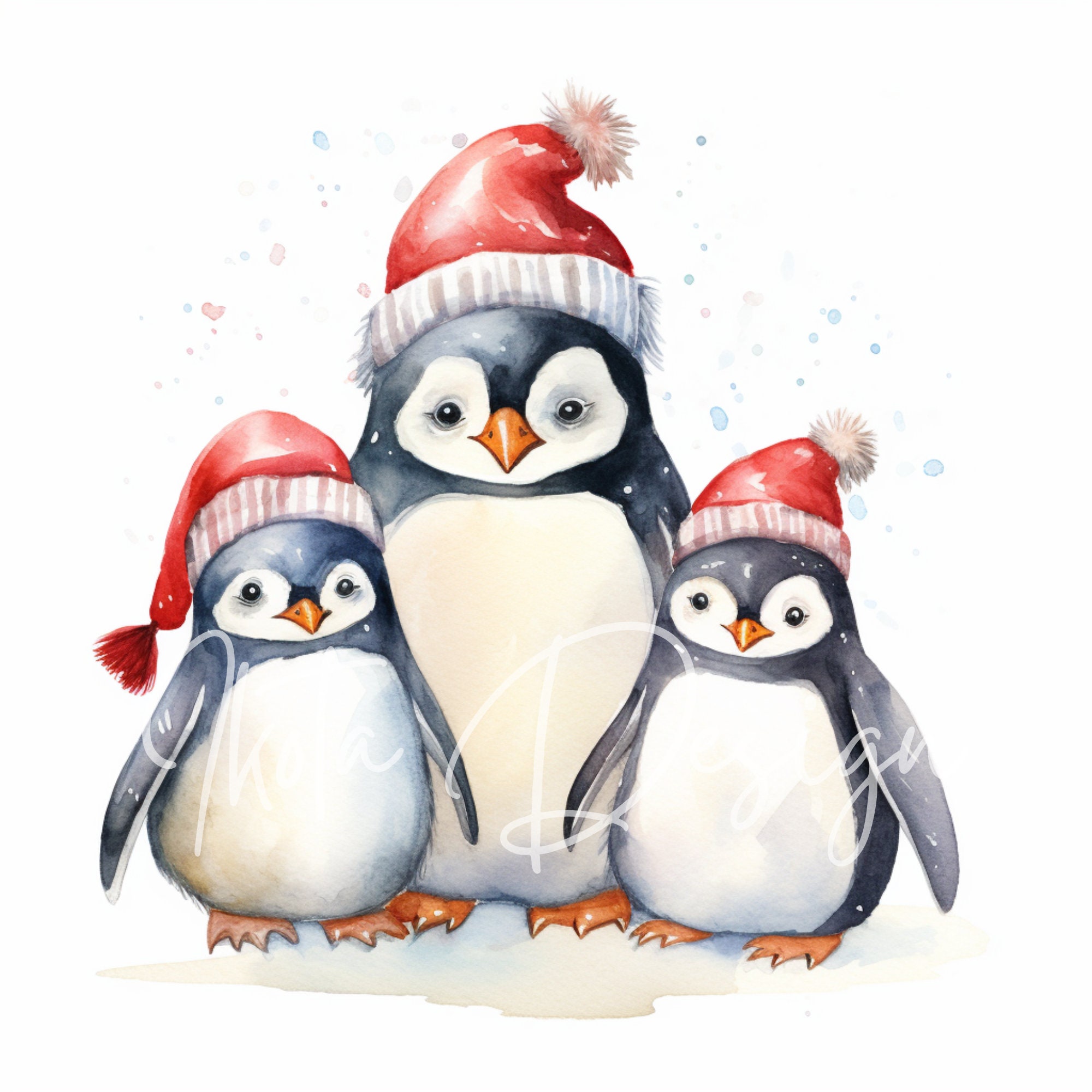 Christmas Penguin Family Clipart 40 High Quality Jpgs Digital Planner ...