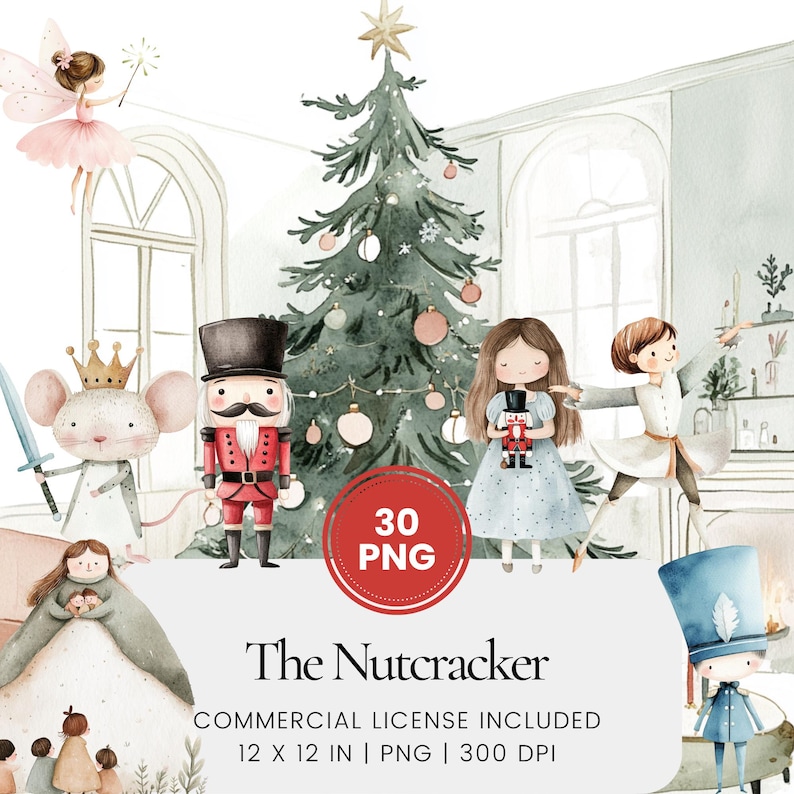The Nutcracker Clipart, Watercolor Christmas Ballet Characters, Festive ...