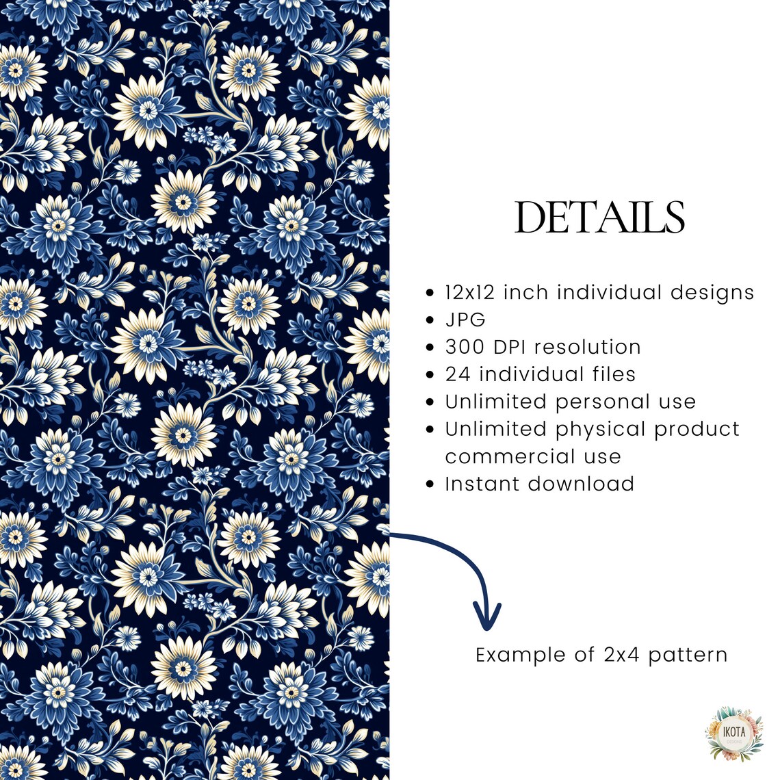 Traditional Batik Digital Paper, Denim Seamless Repeat Pattern, Tumbler ...