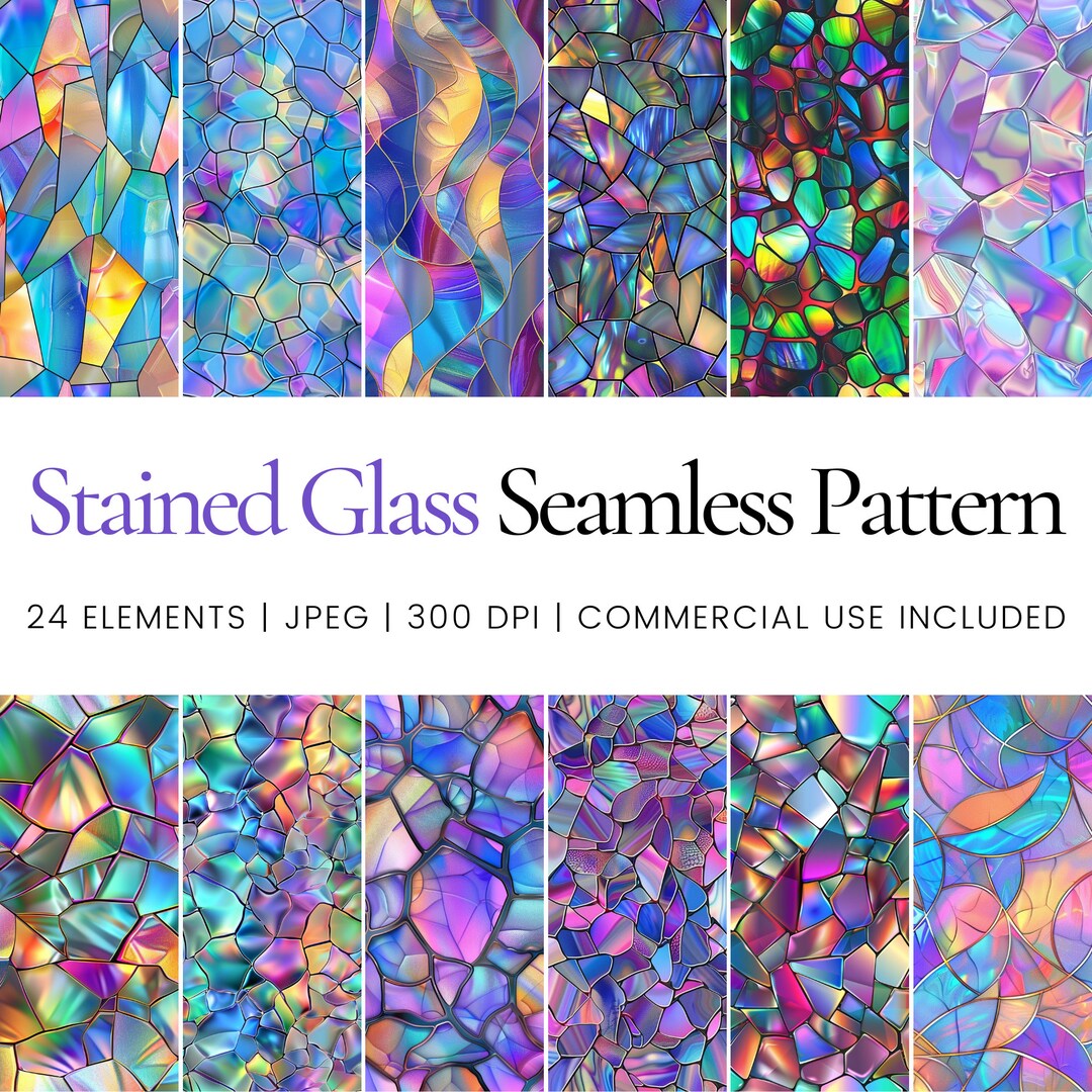 Stained Glass Seamless Repeat Pattern, Digital Papers, Background ...