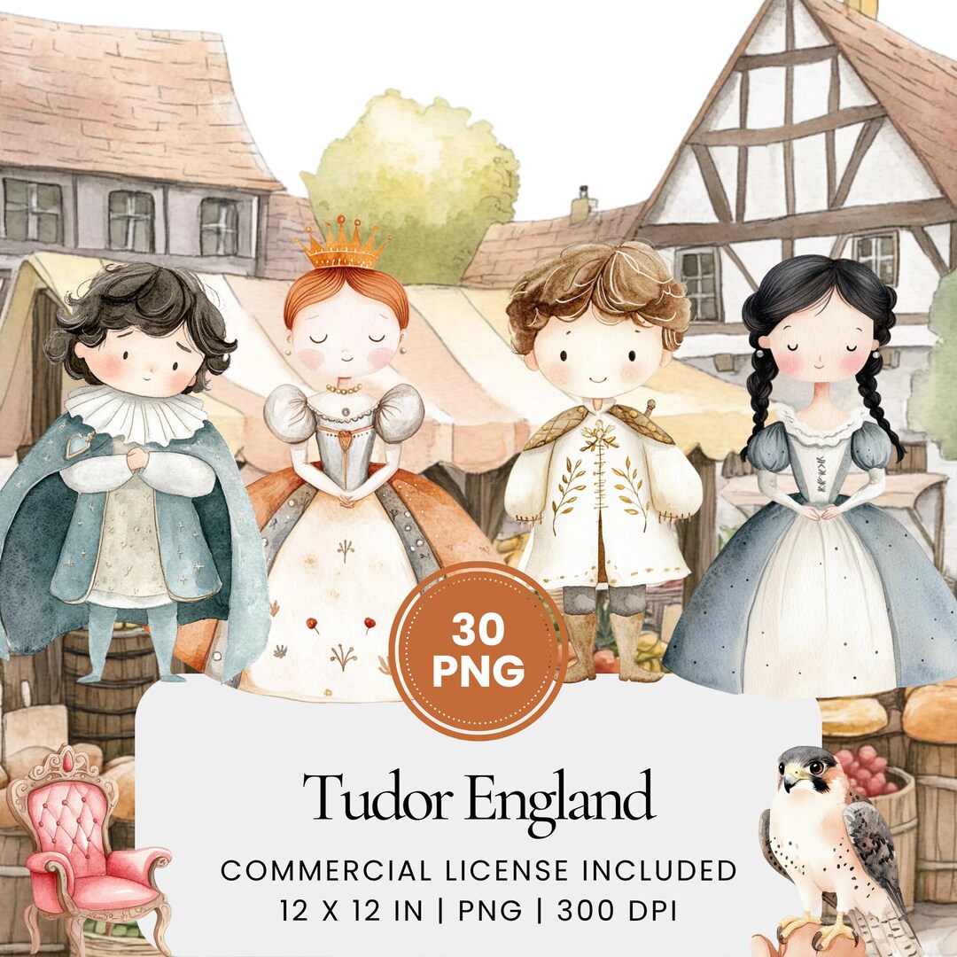 Tudor England Clipart - 30 PNG - Digital Planner, Junk Journaling, Wall ...