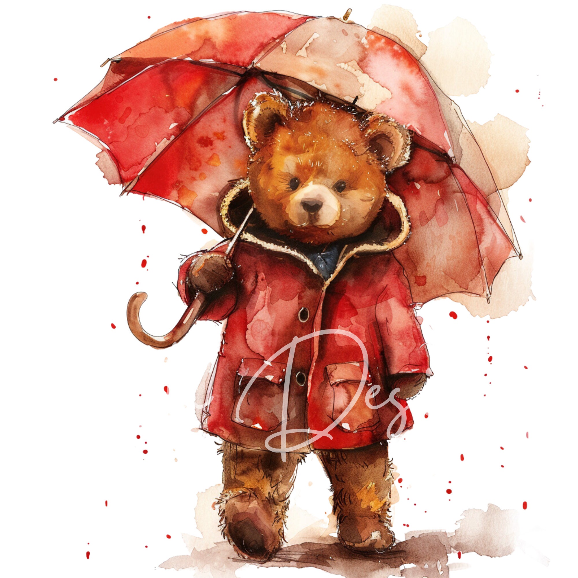 Teddy Bear Umbrella Clipart 40 High Quality PNG Digital Planner, Junk ...