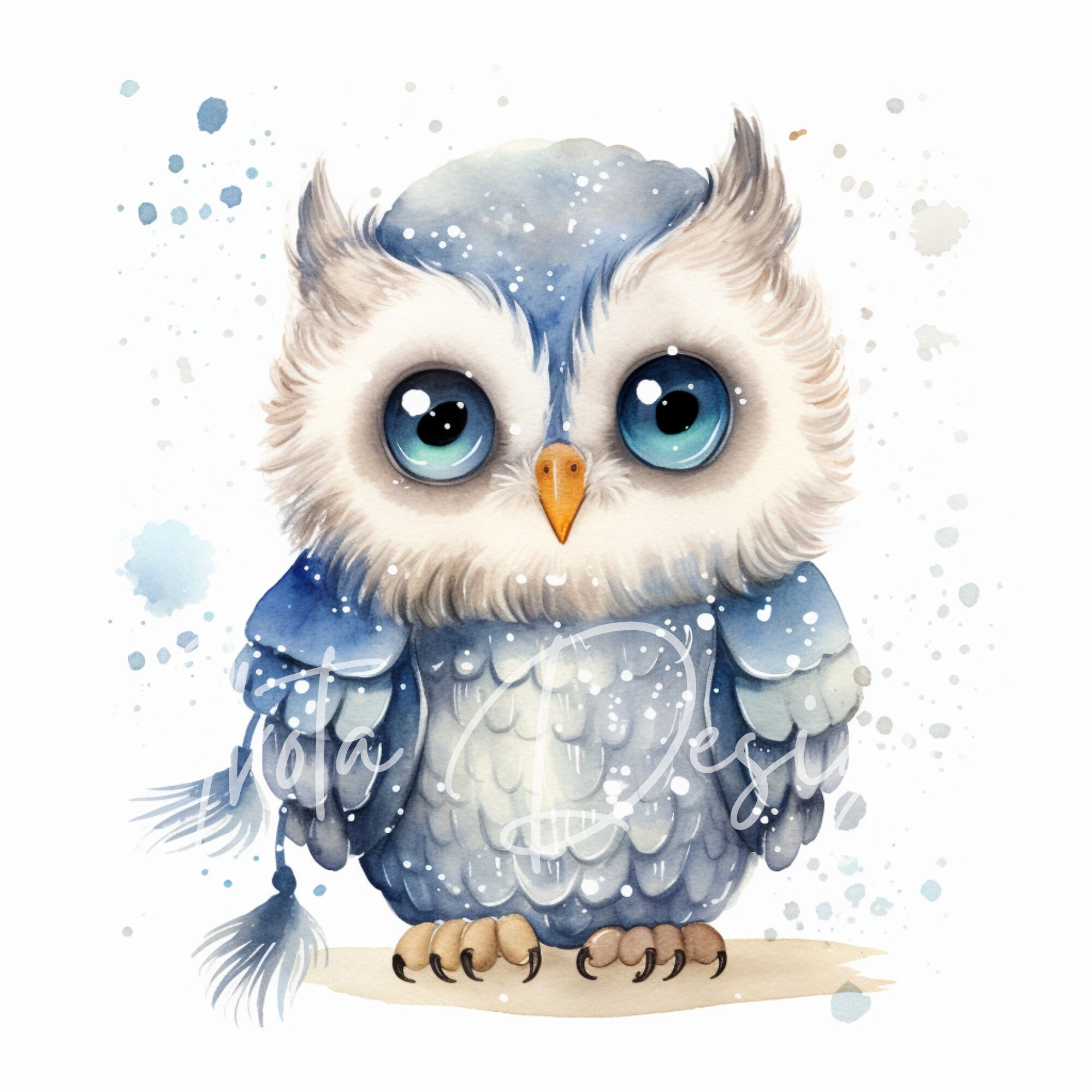 Blue Arctic Owl Clipart 40 High Quality Jpgs Digital - Etsy