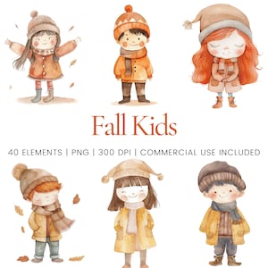 Fall Kids Clipart - 40 High Quality Pngs - Digital Planner, Junk ...