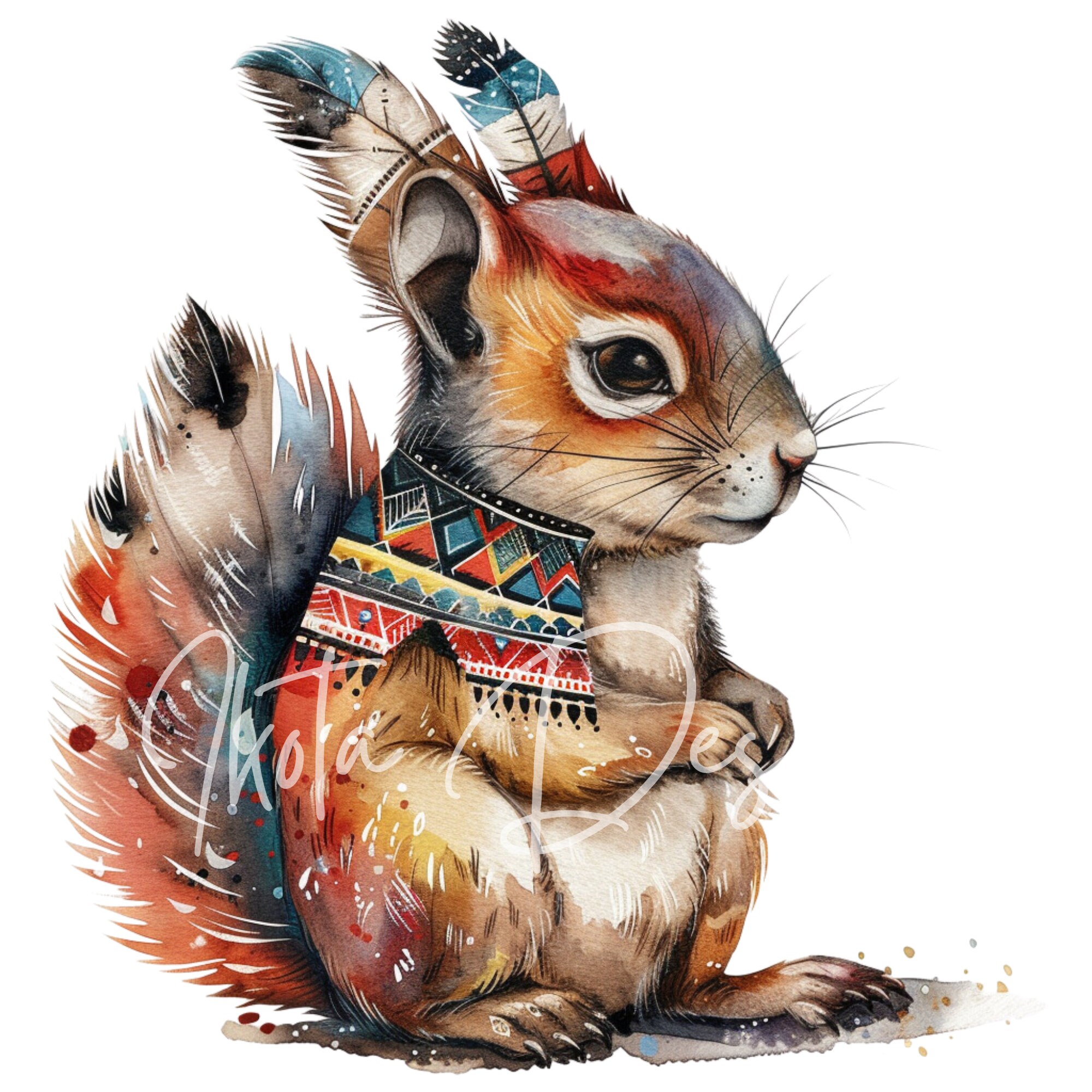 Tribal Squirrel Clipart - 40 High Quality Pngs - Digital Planner, Junk ...
