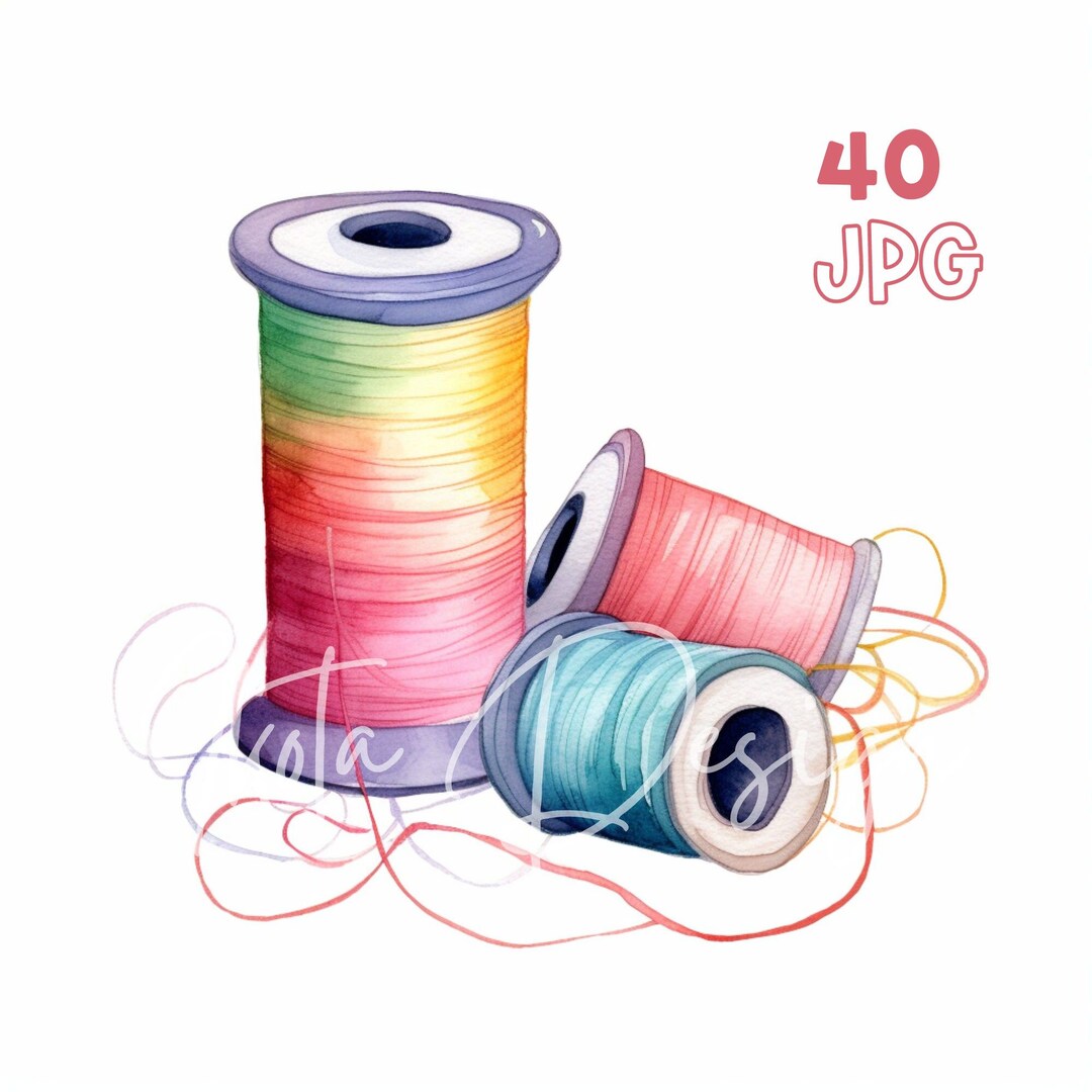 Sewing Thread Clipart - 40 High Quality Jpgs - Digital Planner, Junk ...