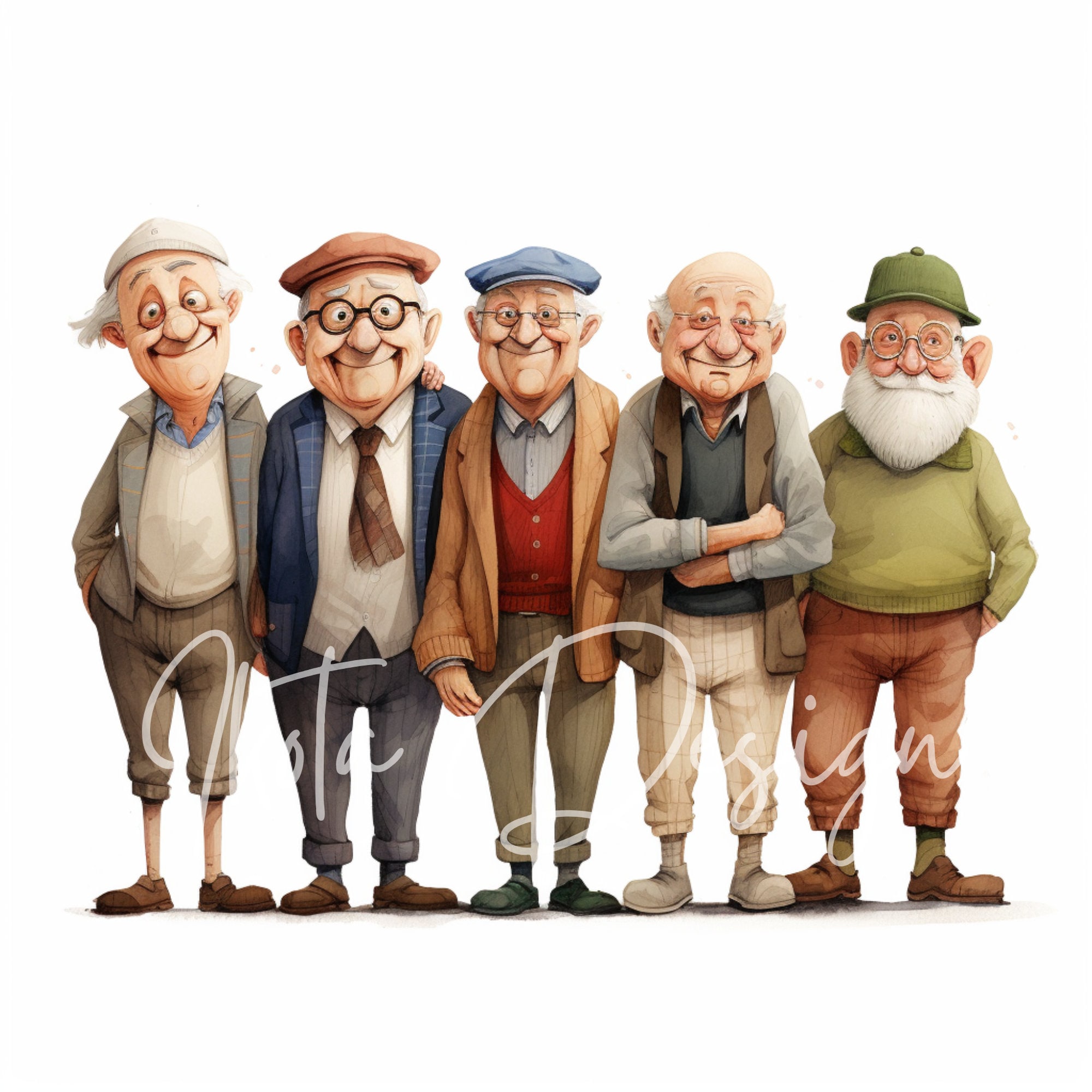 Happy Old Men Clipart 40 High Quality JPG Digital Planner, Junk ...