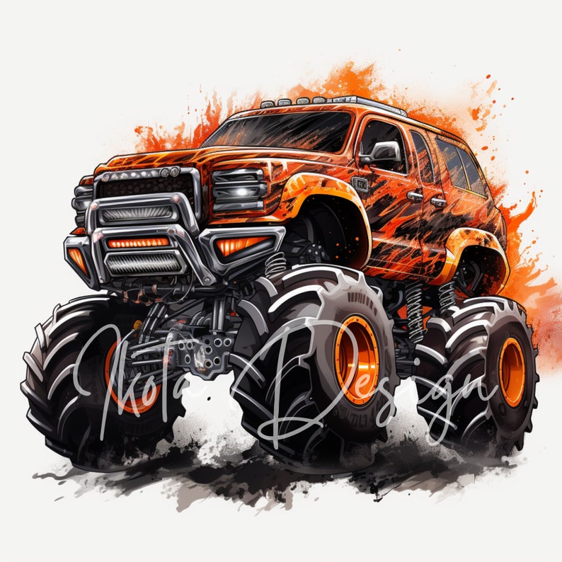 Monster Truck on Flames Clipart 40 High Quality Jpgs - Etsy