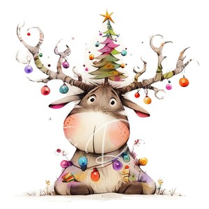 Whimsical Reindeer Clipart - 40 High Quality Pngs - Digital Planner ...
