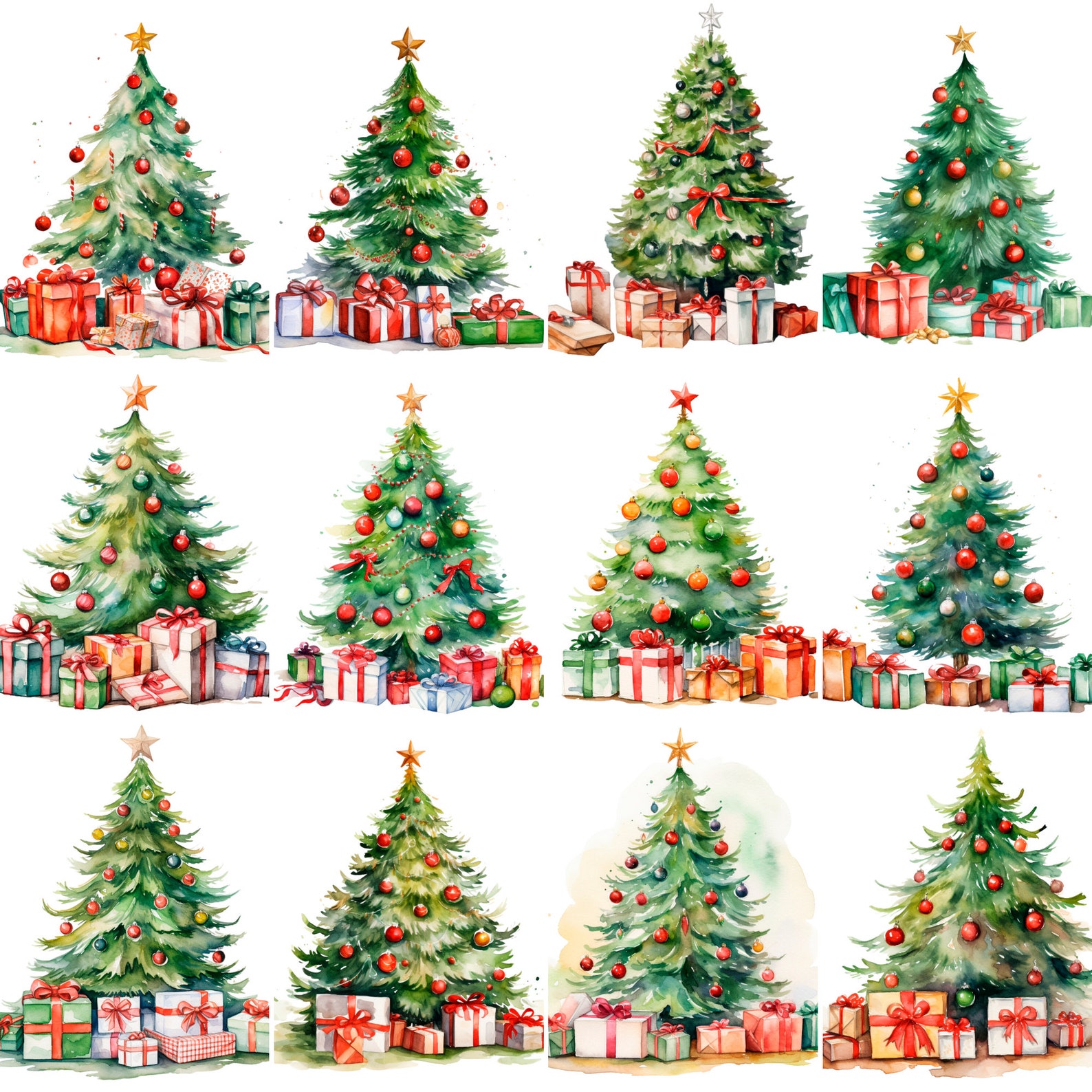 Christmas Tree Clipart 20 High Quality Pngs Digital - Etsy