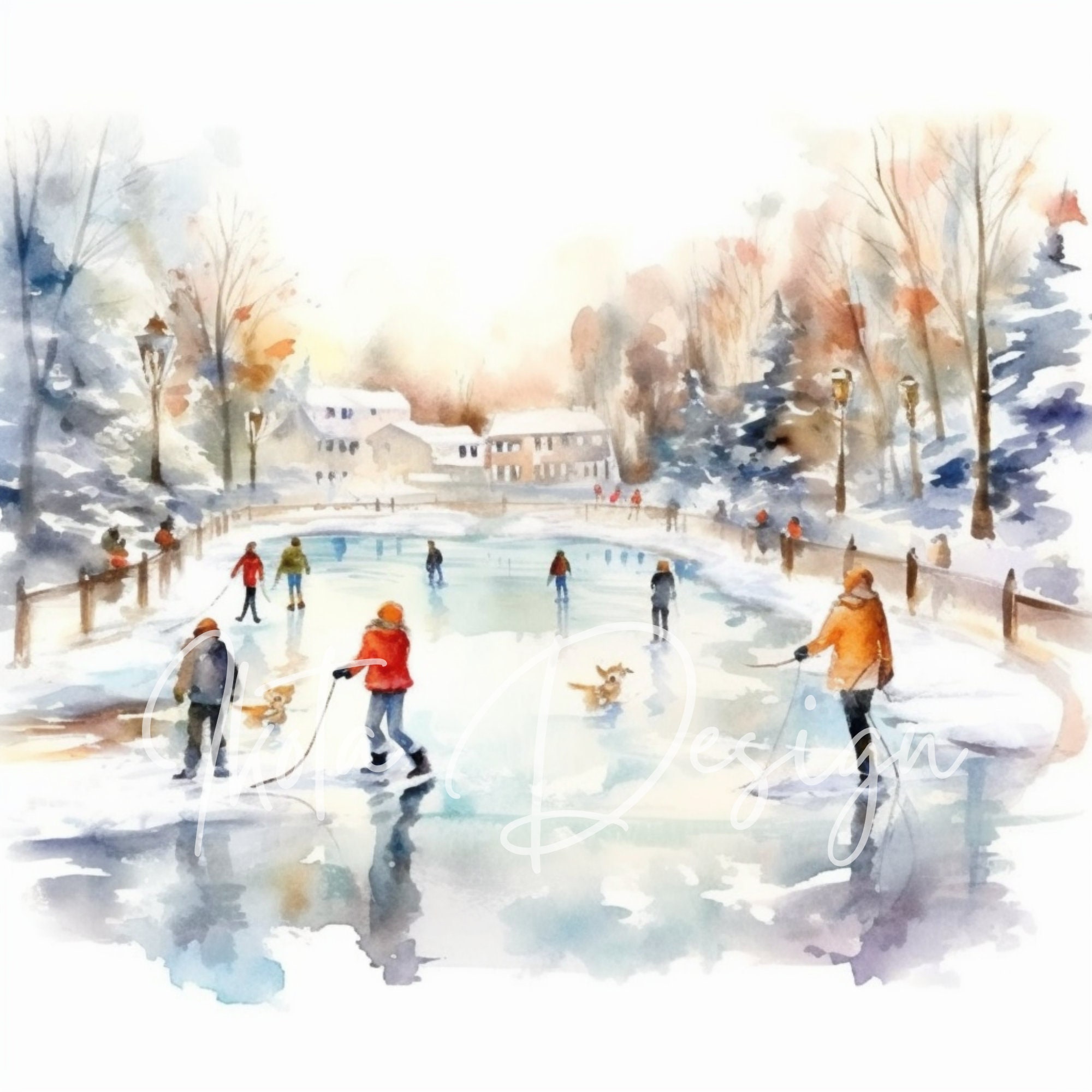 Ice Skating Rink Clipart 40 High Quality Jpgs Digital Planner, Junk ...