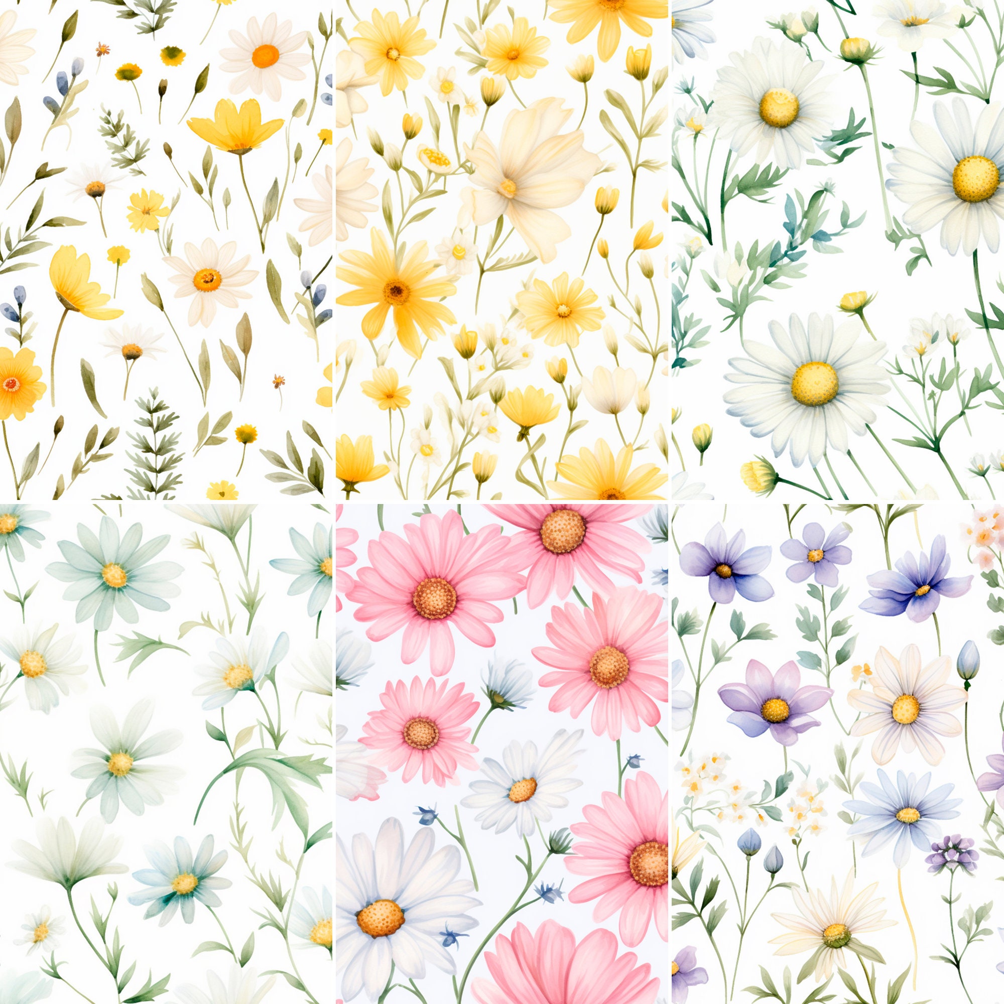 Daisy Flower Digital Papers Ditsy Daisy Flowers Seamless - Etsy