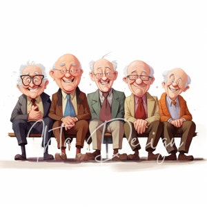 Happy Old Men Clipart - 40 High Quality JPG - Digital Planner, Junk ...
