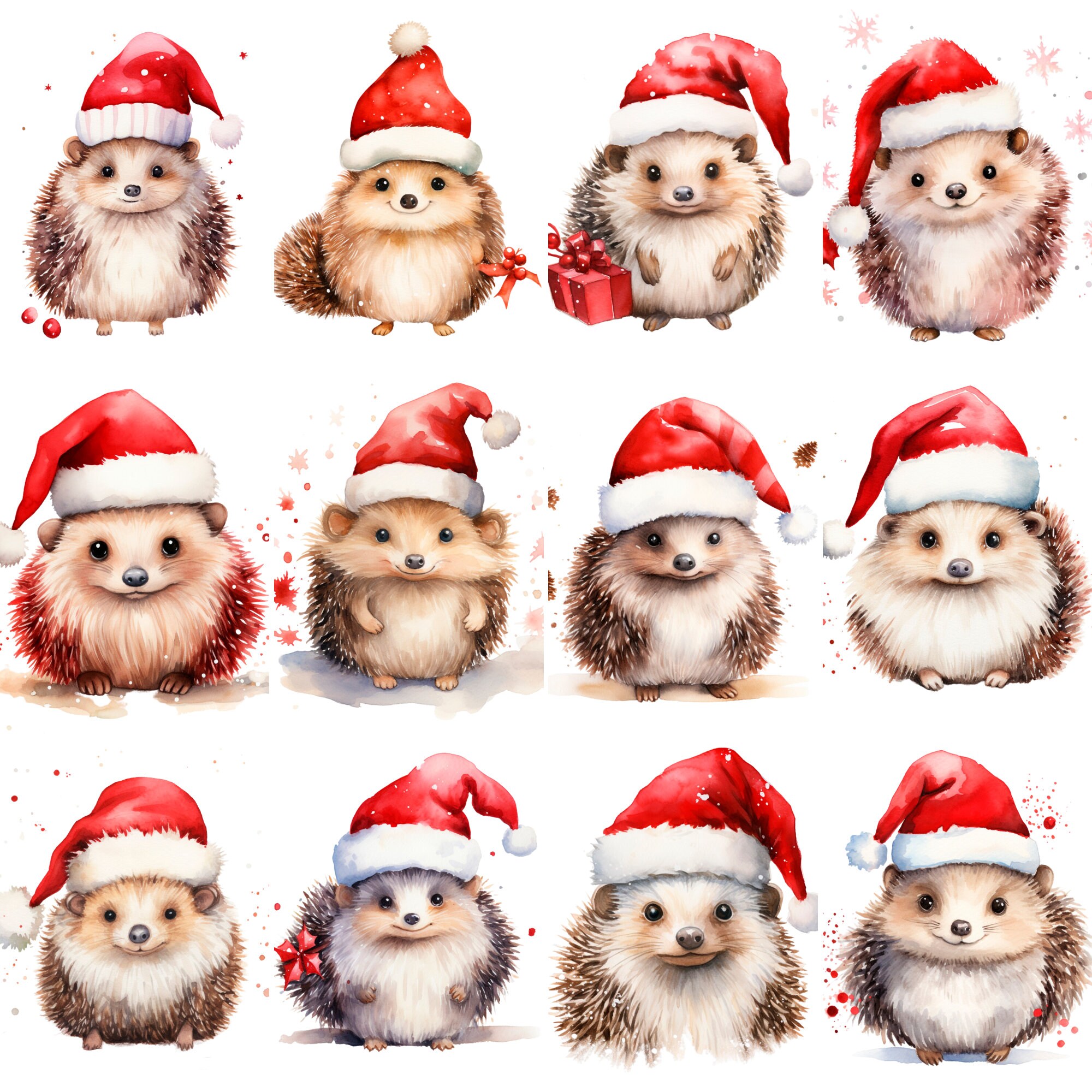 Christmas Hedgehog Clipart 20 High Quality Pngs Digital Planner, Junk ...