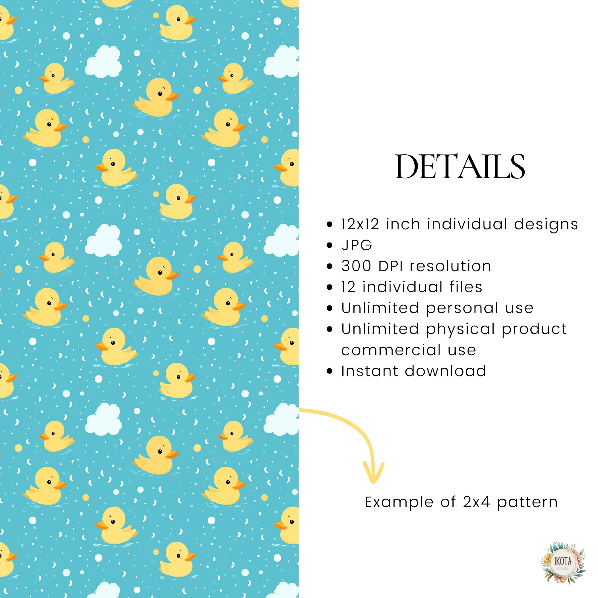 Baby Ducks Digital Papers, Rubber Ducks Seamless Repeat Pattern ...