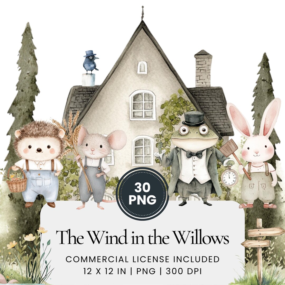 The Wind in the Willows Clipart, Watercolor PNG Set With Frog, Mole ...