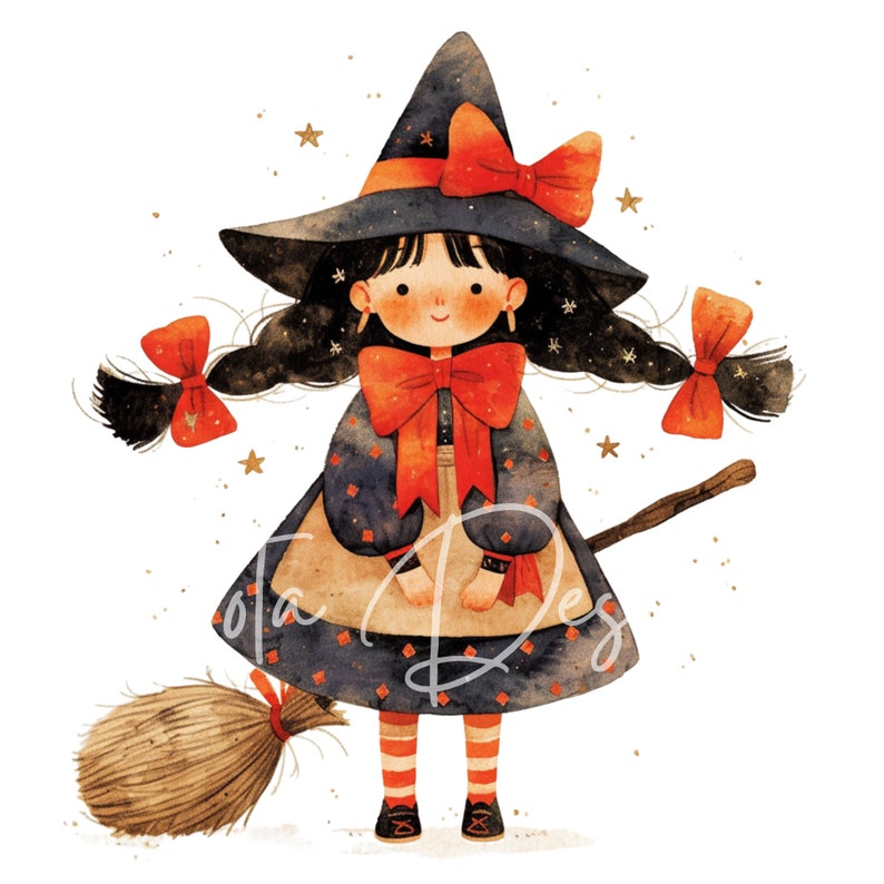 Cute Witches and Warlocks Clipart Set, Magical Kids in Costumes Pack ...
