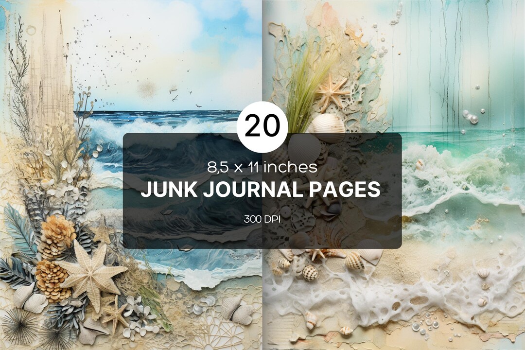Ocean Waves Junk Journal Kit - 20 JPG Designs - Watercolor Sea ...