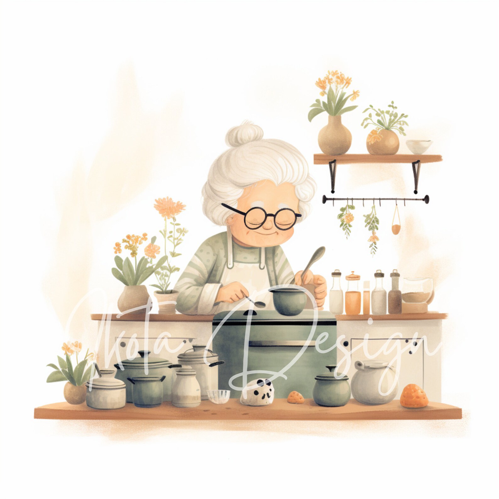 Grandma Cooking Clipart 40 High Quality Jpgs Digital Planner, Junk ...