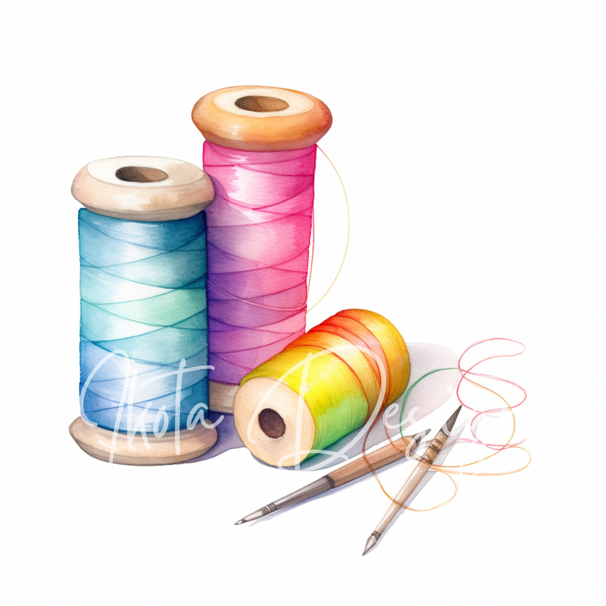 Sewing Thread Clipart 40 High Quality Jpgs Digital Planner, Junk ...