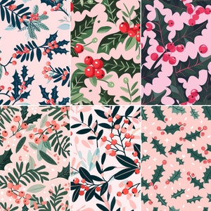 Christmas Holly Berries Seamless Repeat Pattern, Digital Paper ...