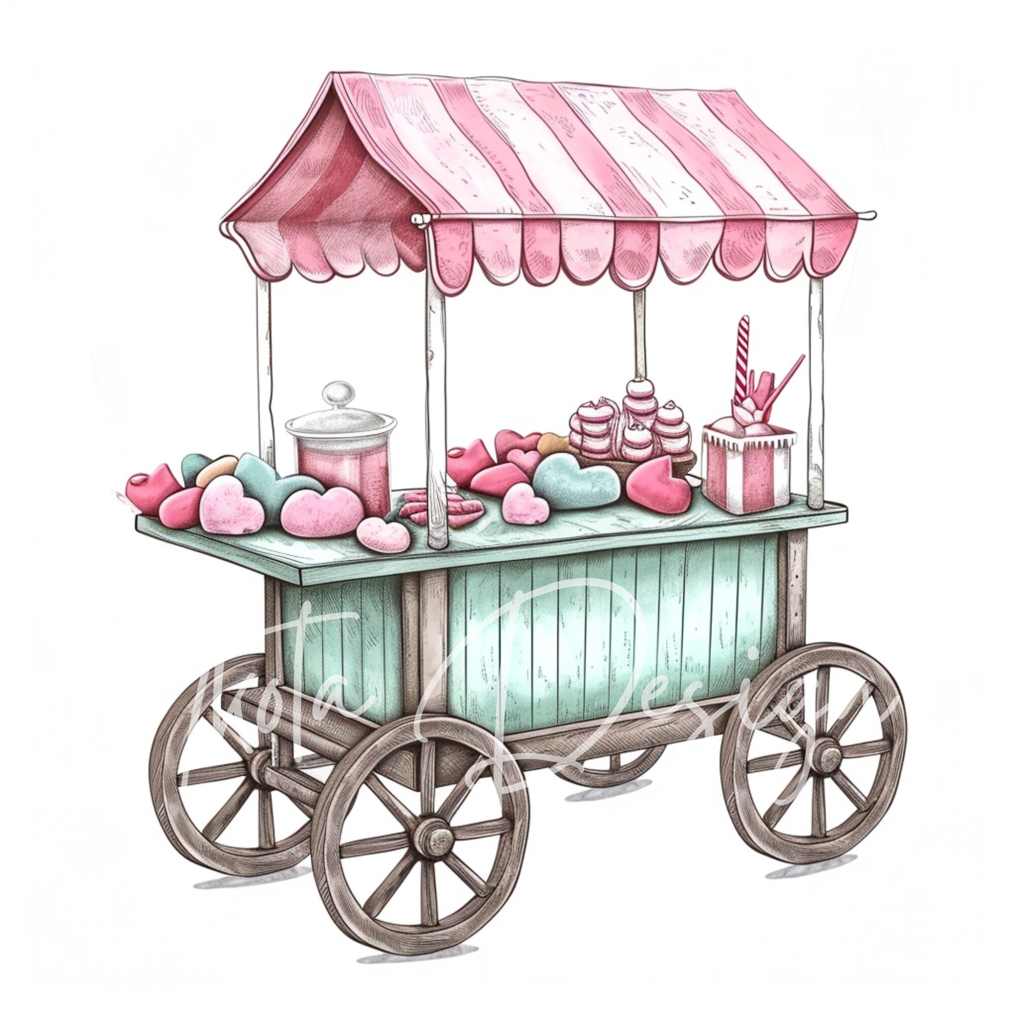 Valentine's Sweet Cart Clipart - 40 High Quality JPG - Digital Planner ...