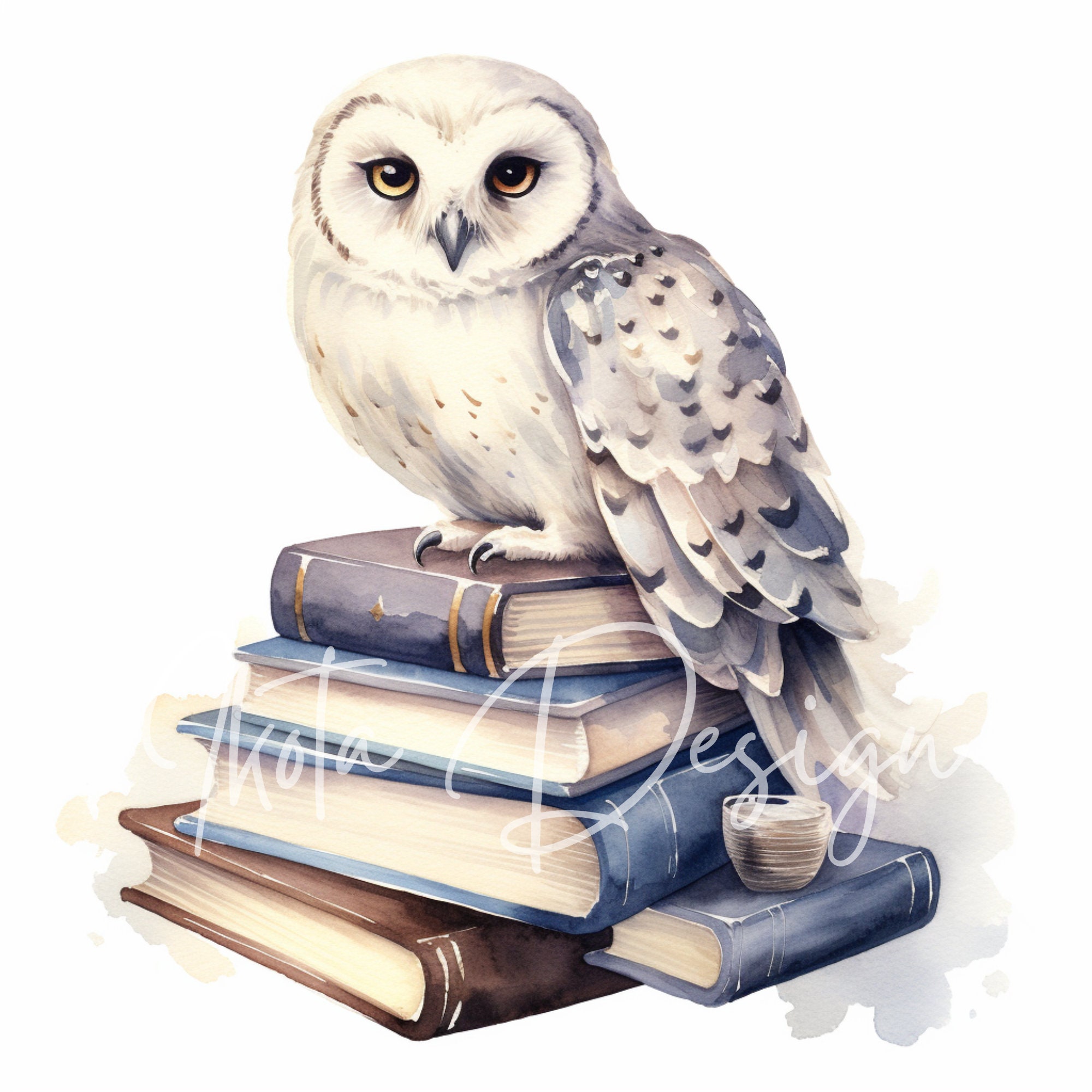 White Owl on Books Clipart 40 High Quality Jpgs Digital - Etsy