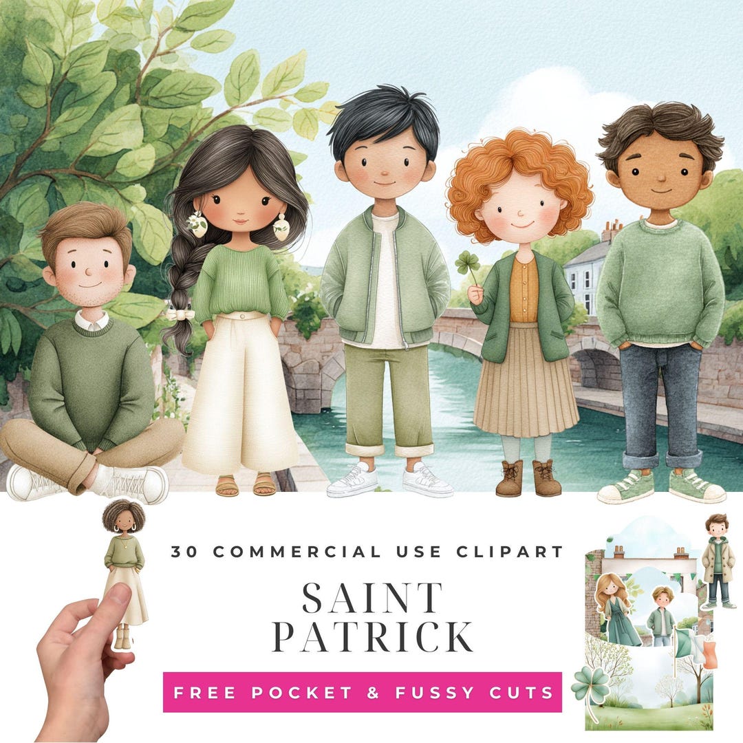 Saint Patrick Ireland Clipart Set, Irish Folklore Characters Art ...