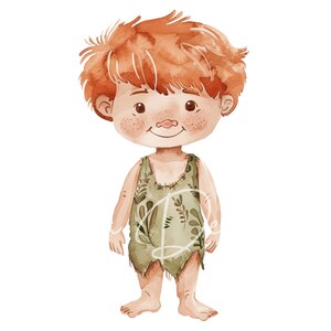 Prehistoric Caveman Kids - 40 High Quality PNG - Digital Planner, Junk ...